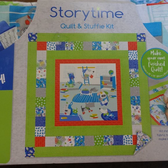 Storytime | Bedding | Storytime Quilt Stuffie Kit Dogs Reading New ...